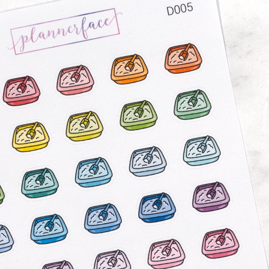 Litter Tray Planner Stickers | Mini Doodle Icons (35 Stickers per Sheet ...
