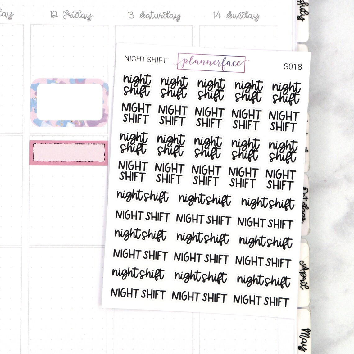 Night Shift Scripts Lettering Planner Stickers Planning - Etsy UK