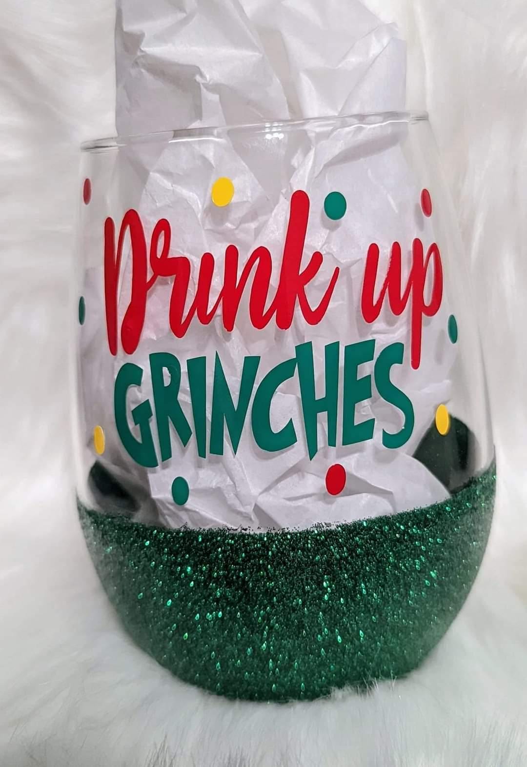 Grinch Glitter Wine Glass - Etsy