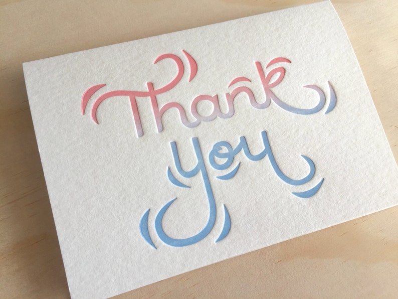 Thank You Card Letterpress Thank You Cards Favour Card - Etsy