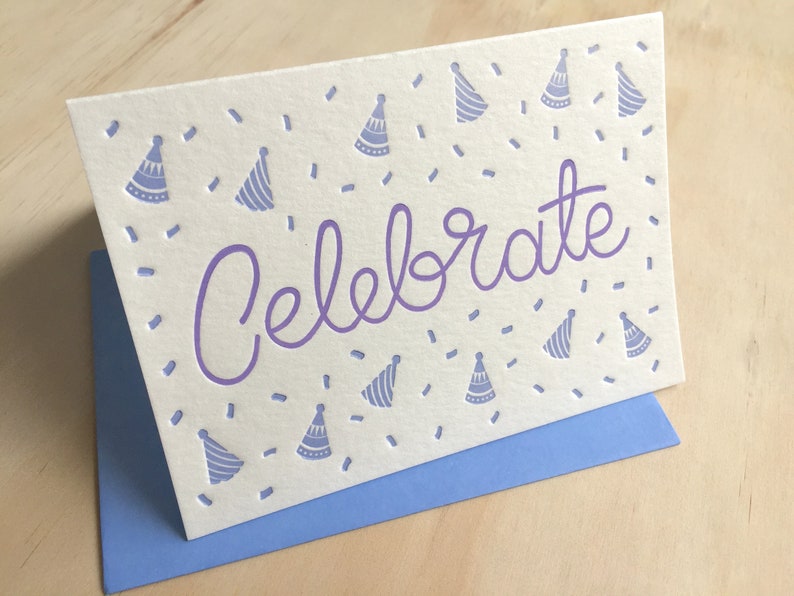 Celebrate Card Letterpress Celebration Card Birthday Card - Etsy