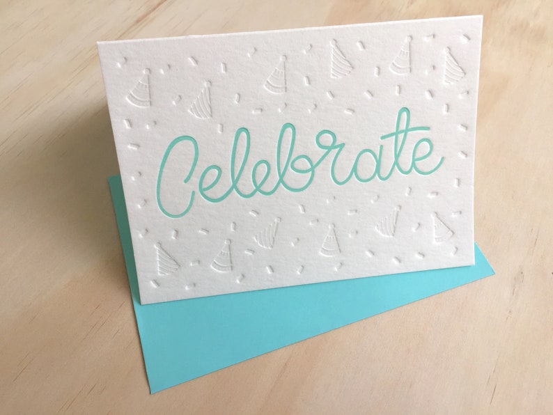 Celebrate Card Letterpress Celebration Card Birthday Card - Etsy