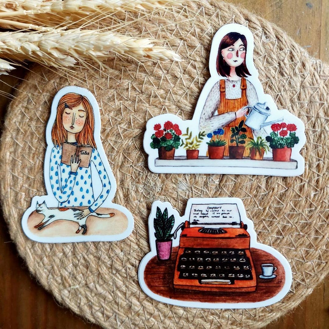 Cute Matte Vinyl Sticker Bundle, Aesthetic Art Stickers - Etsy