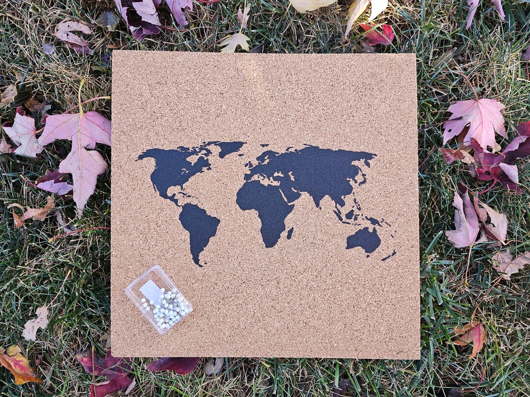 Push Pin Cork Map of the World / Wanderlust Travel Corkboard / Bucket ...