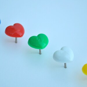 BULK Heart Push Pins (set of 25) Shaped Thumb Tacks for Travel Cork ...