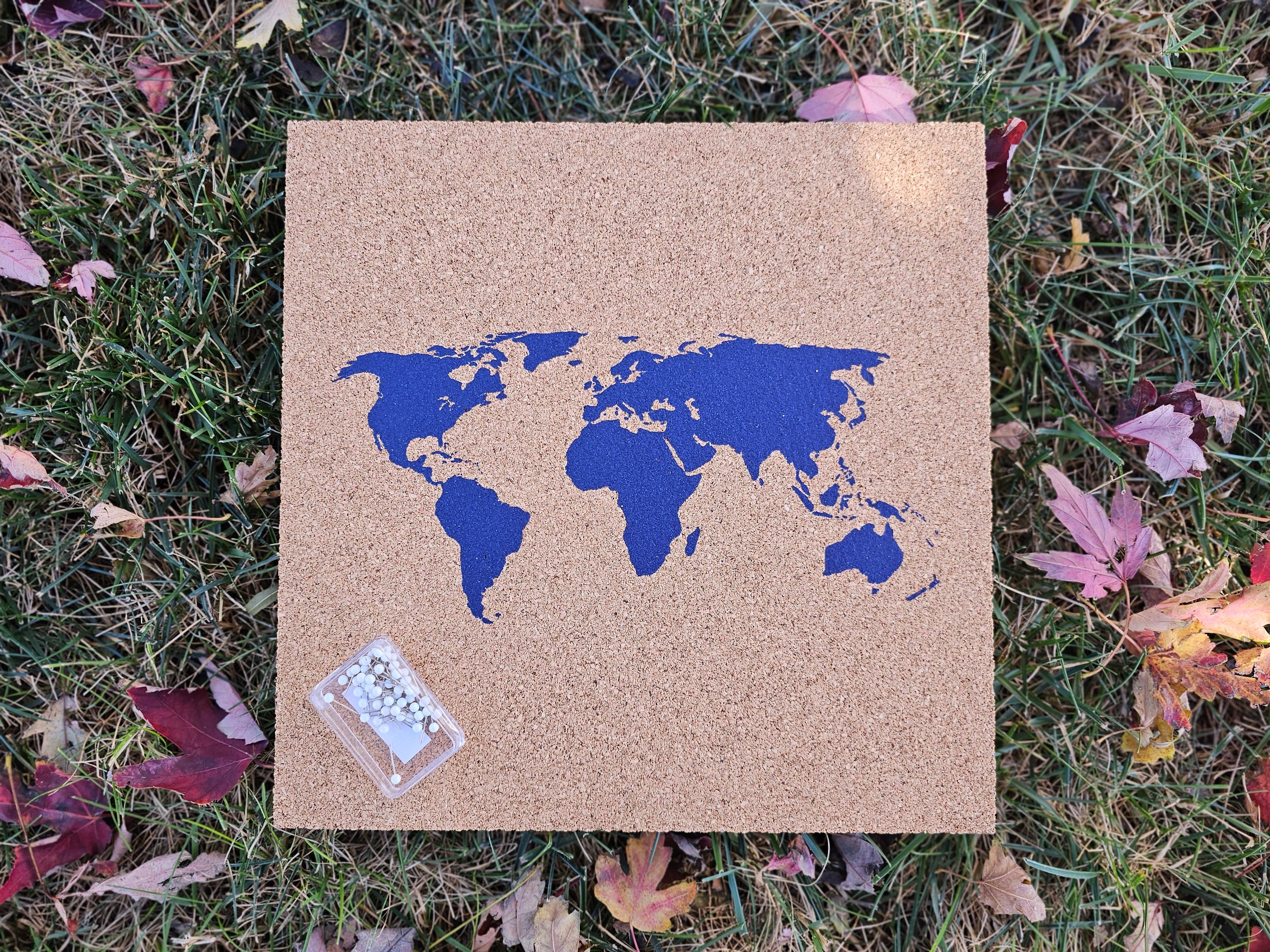 Push Pin Cork Map of the World / Wanderlust Travel Corkboard / Bucket ...
