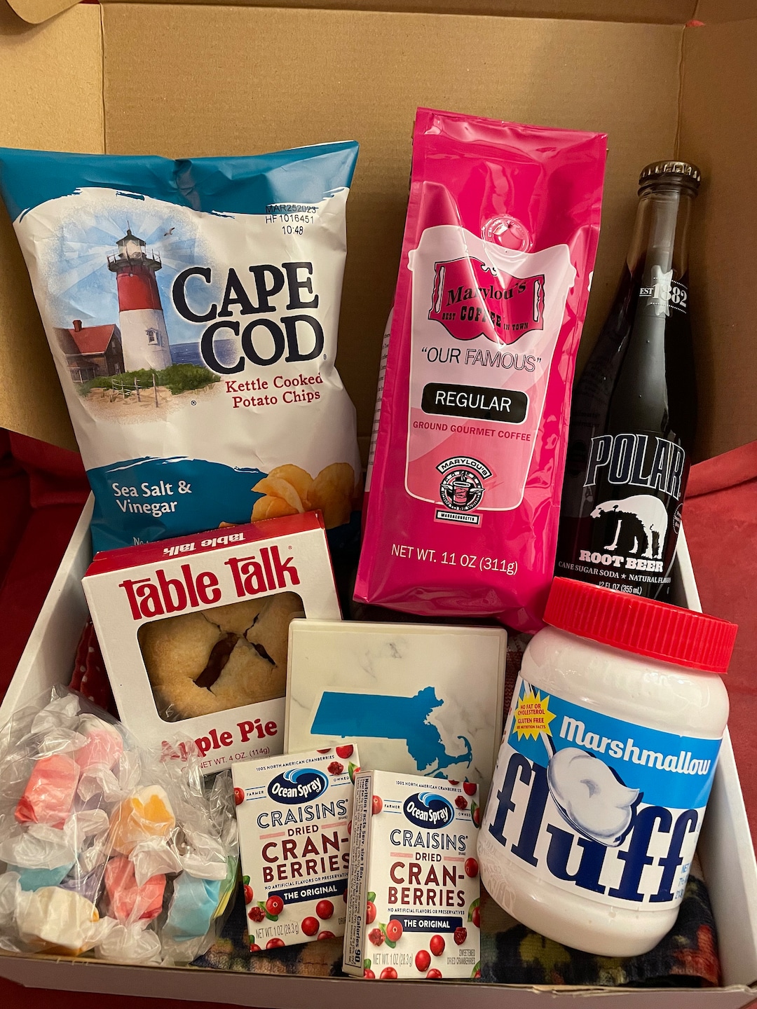 Massachusetts Food Gift Box: New England Snacks & Coaster - Etsy