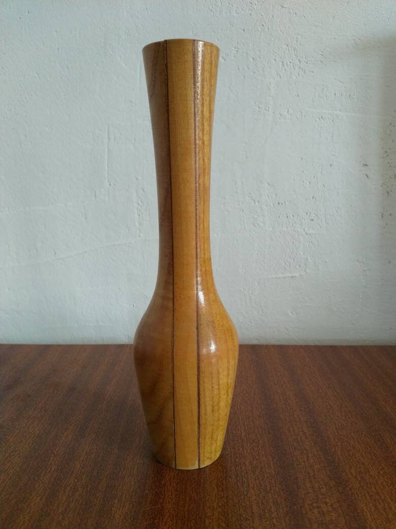 Vintage Hand Turned One Flower Wooden Vase With Glass Insert - Etsy
