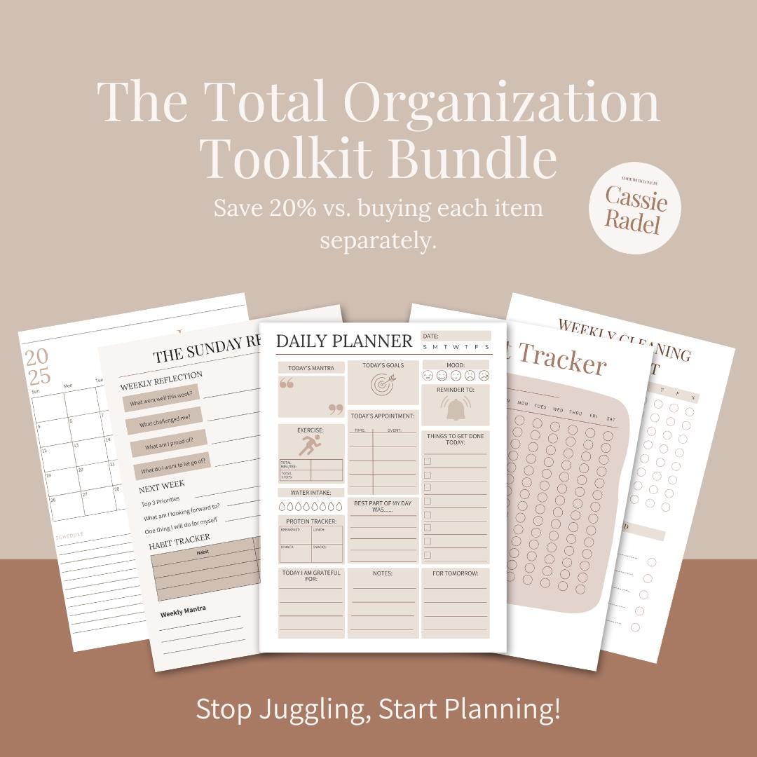 The Total Organization Toolkit Printable Bundle | Daily Planner | Habit ...