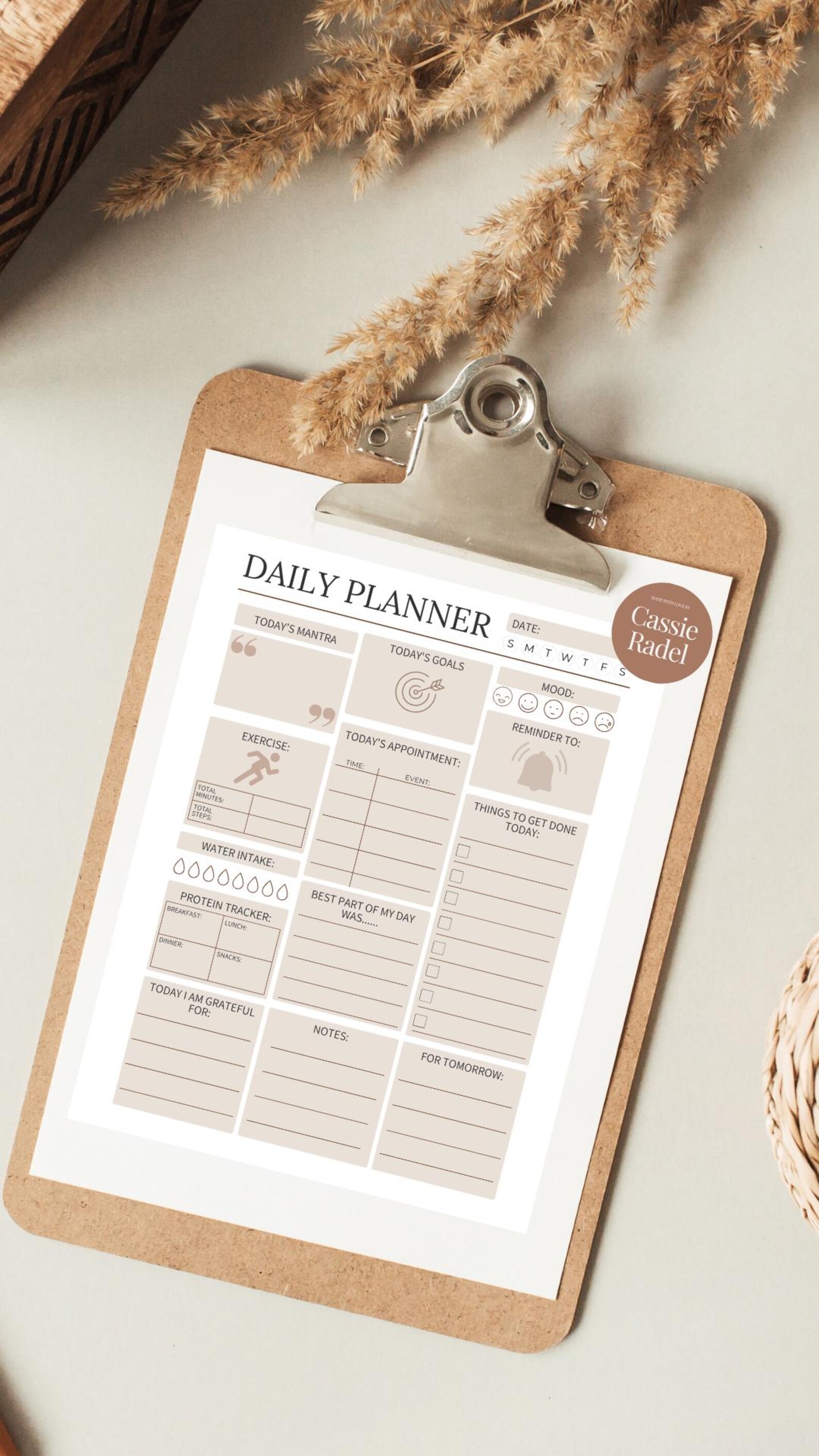 Minimalist Undated Daily Planner Printable – Editable PDF and Canva ...