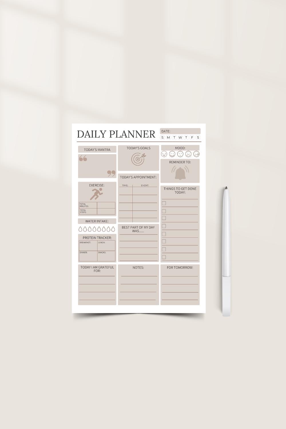 Minimalist Undated Daily Planner Printable – Editable PDF and Canva ...