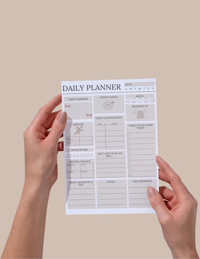 Minimalist Undated Daily Planner Printable – Editable PDF and Canva ...