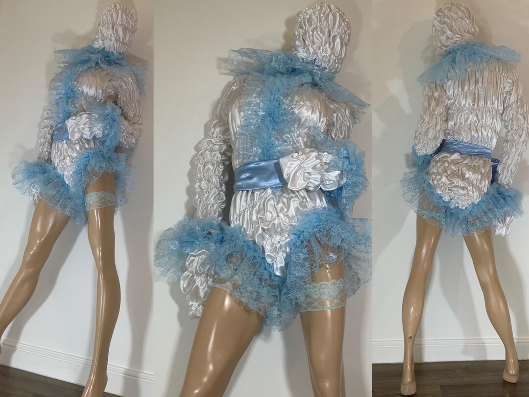 High Shine Silky Soft Luxury Satin Sissy Maid LOCKABLE Romper/gloves ...