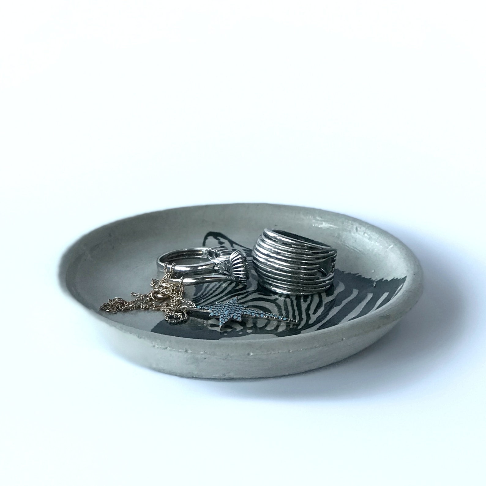 LARGE Zebra Printed Concrete Ring Dish Jewelry Tray Concrete - Etsy