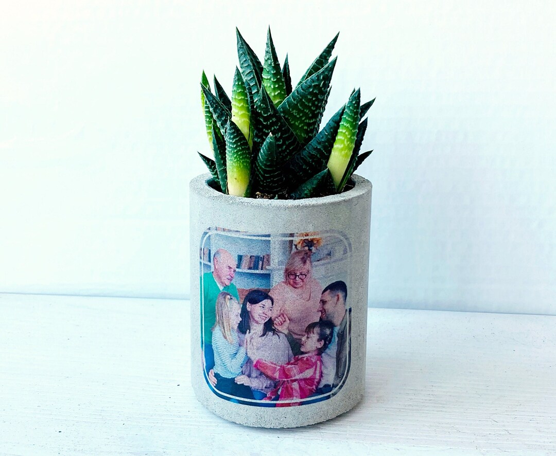 Custom Photo on Concrete Planter, Personalized Gifts, Personalized Pot ...