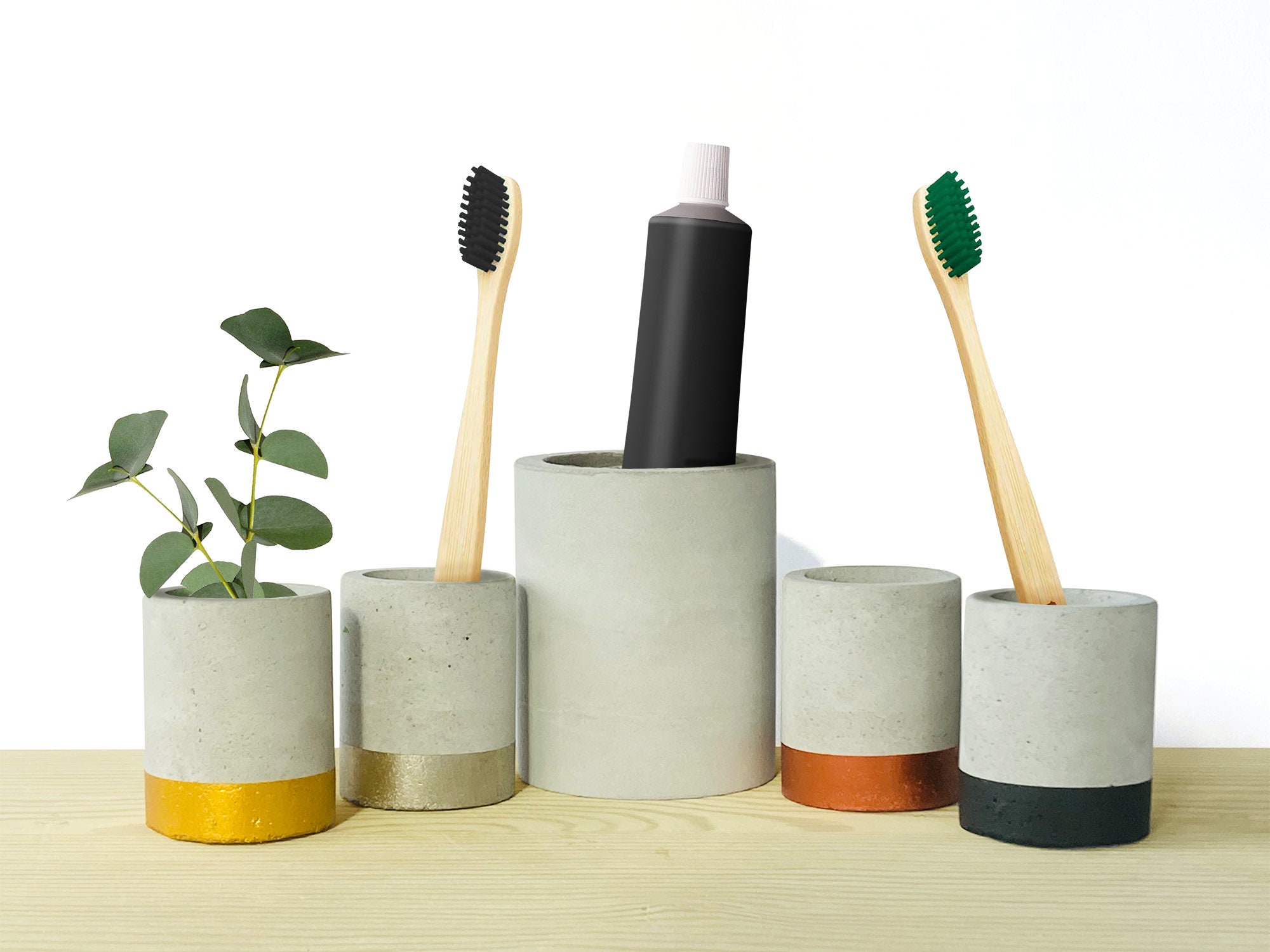 Concrete Bathroom Set Toothbrush Stands Toothpaste Holder - Etsy