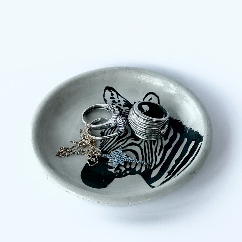 LARGE Zebra Printed Concrete Ring Dish Jewelry Tray Concrete - Etsy