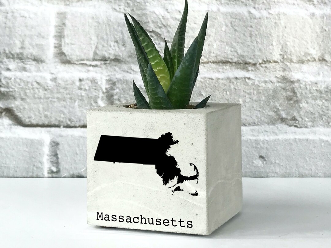 Handmade State Map Printed Concrete Planter, Personalized Gift for Him ...