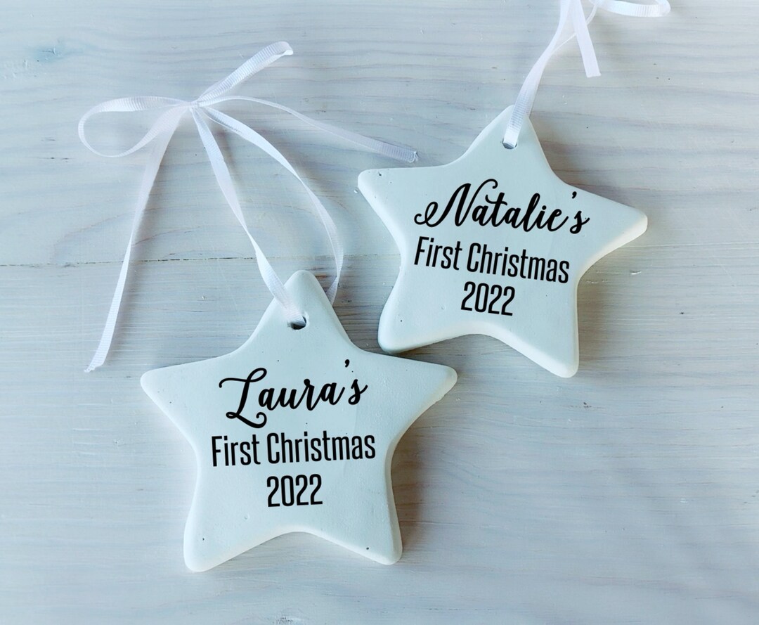 Custom Christmas Tree Stars, Personalized Concrete Ornament, Christmas ...