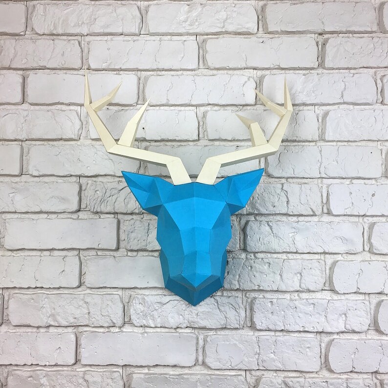 Deer Head Paper Sculpture Papercraft Deer Papercraft | Etsy