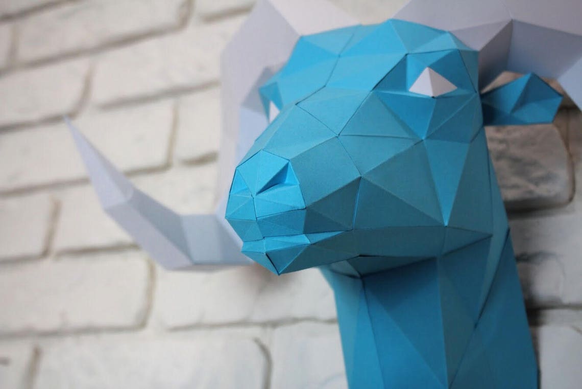 Diy Paper Sculpture Ram Head Paper Trophy Animal Trophy | Etsy