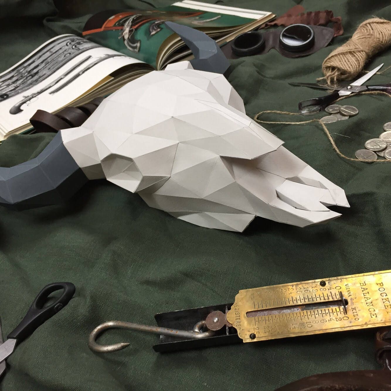 Bison Skull, Paper Sculpture, Papercraft Skull, Papercraft Bison ...