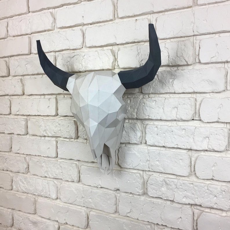 Bison Skull, Paper Sculpture, Papercraft Skull, Papercraft Bison ...
