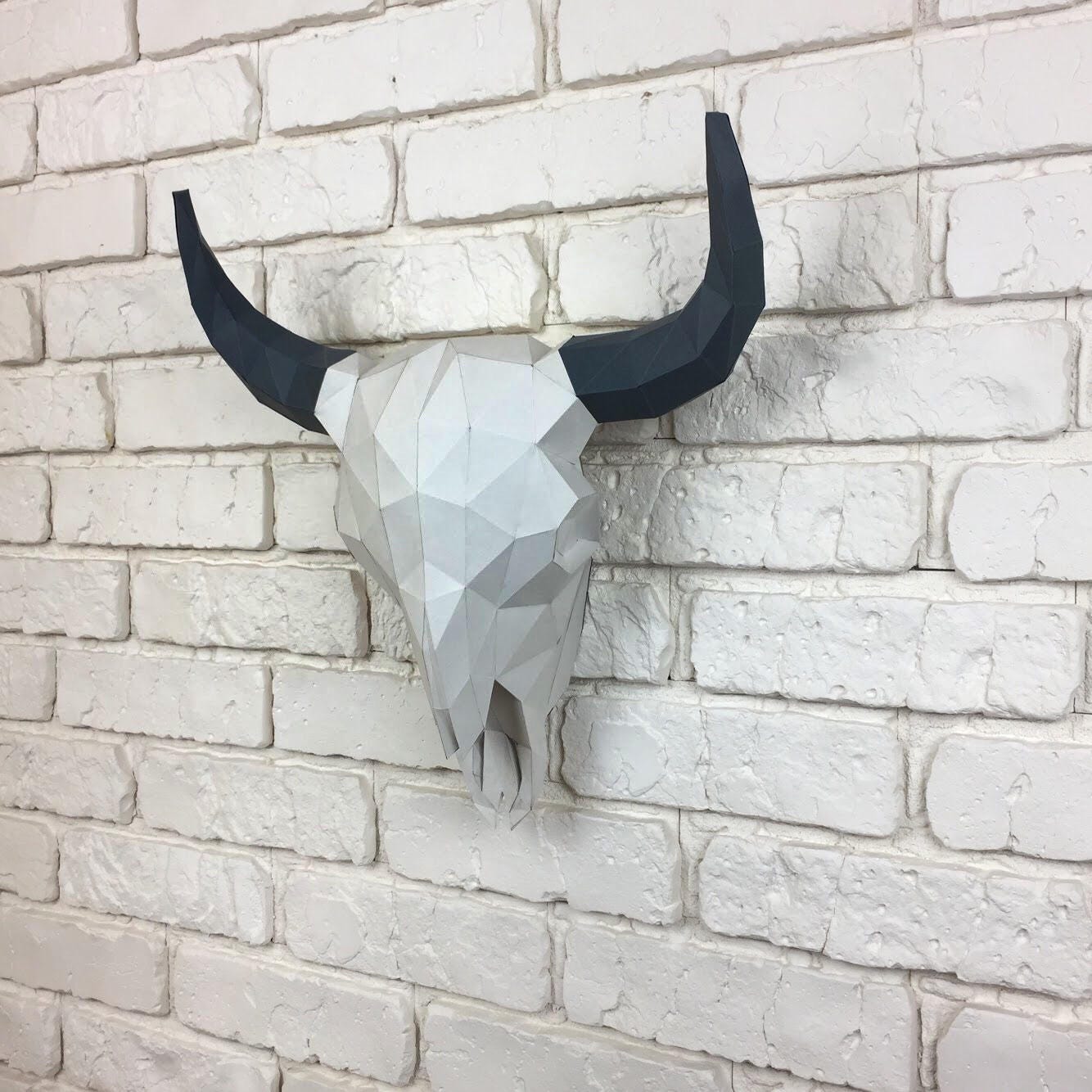 Bison Skull, Paper Sculpture, Papercraft Skull, Papercraft Bison ...