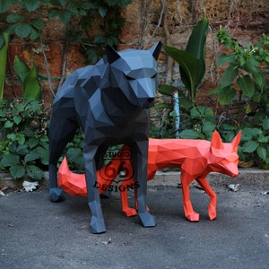 Set of 2 Fox and Wolf Papercraft Wolf Papercraft Red Fox - Etsy