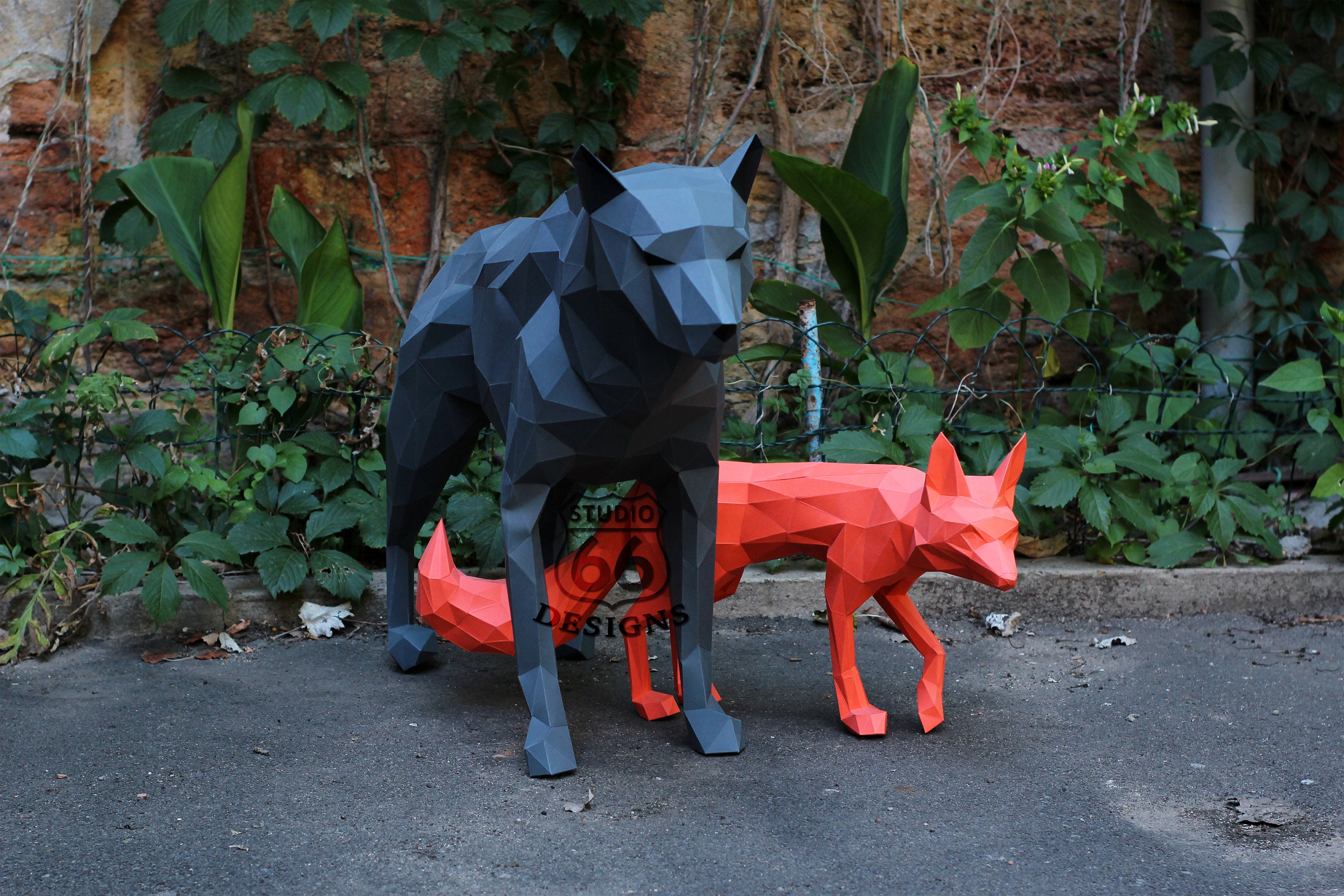 Set of 2 Fox and Wolf Papercraft Wolf Papercraft Red Fox | Etsy