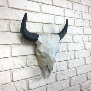 Bison Skull, Paper Sculpture, Papercraft Skull, Papercraft Bison ...