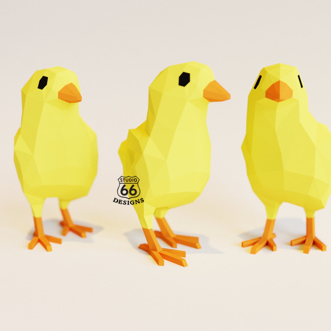 Papercraft Yellow Chick, Easter Decor, Cute Chicken Papercraft 3d, Cute ...