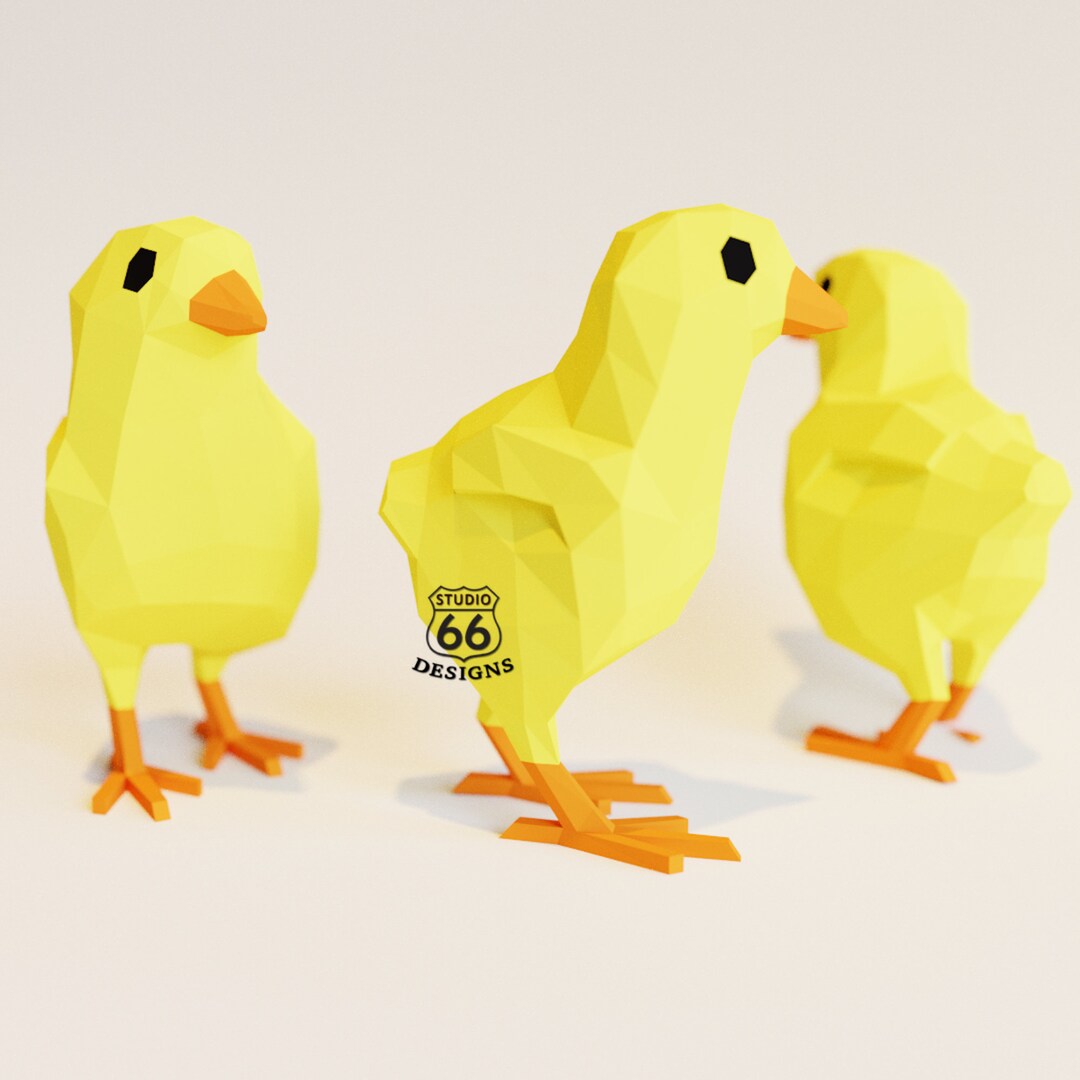 Papercraft Yellow Chick, Easter Decor, Cute Chicken Papercraft 3d, Cute ...