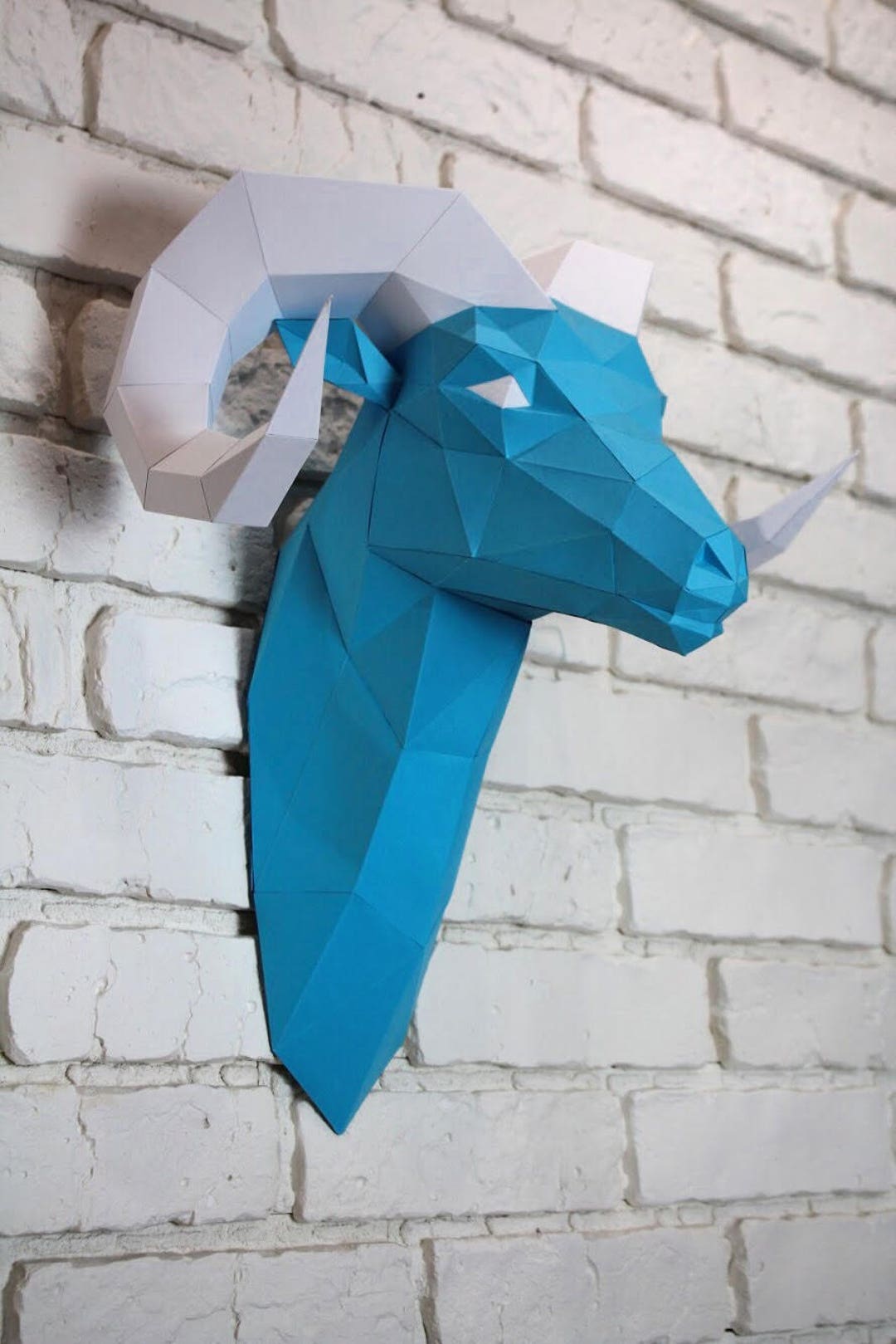 Diy Paper Sculpture - Ram Head, Paper Trophy, Animal Trophy, Loft Decor ...