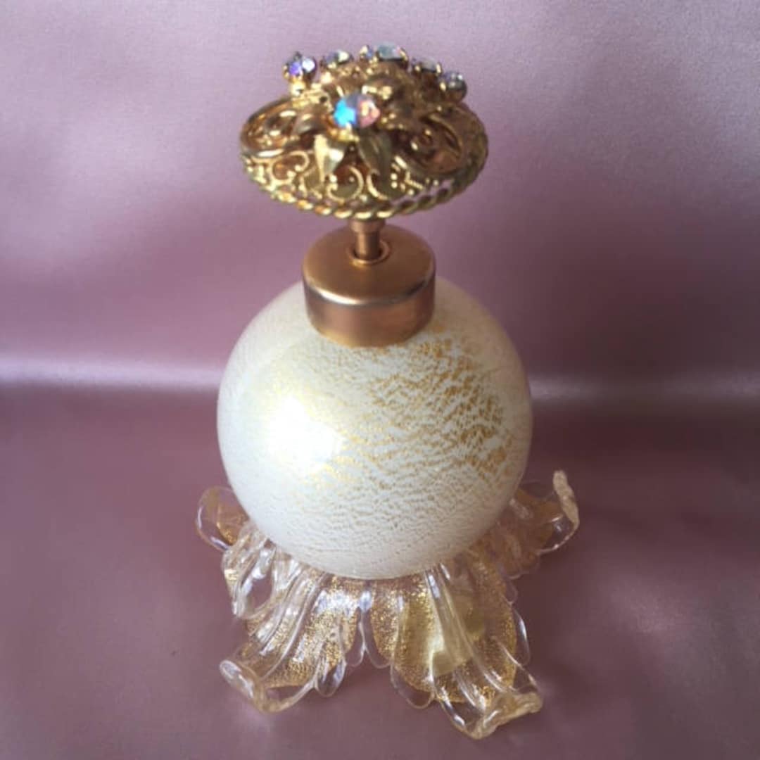 Deco Gold Perfume Bottle, Midcentury Irice Perfume Atomizer, Dresser ...