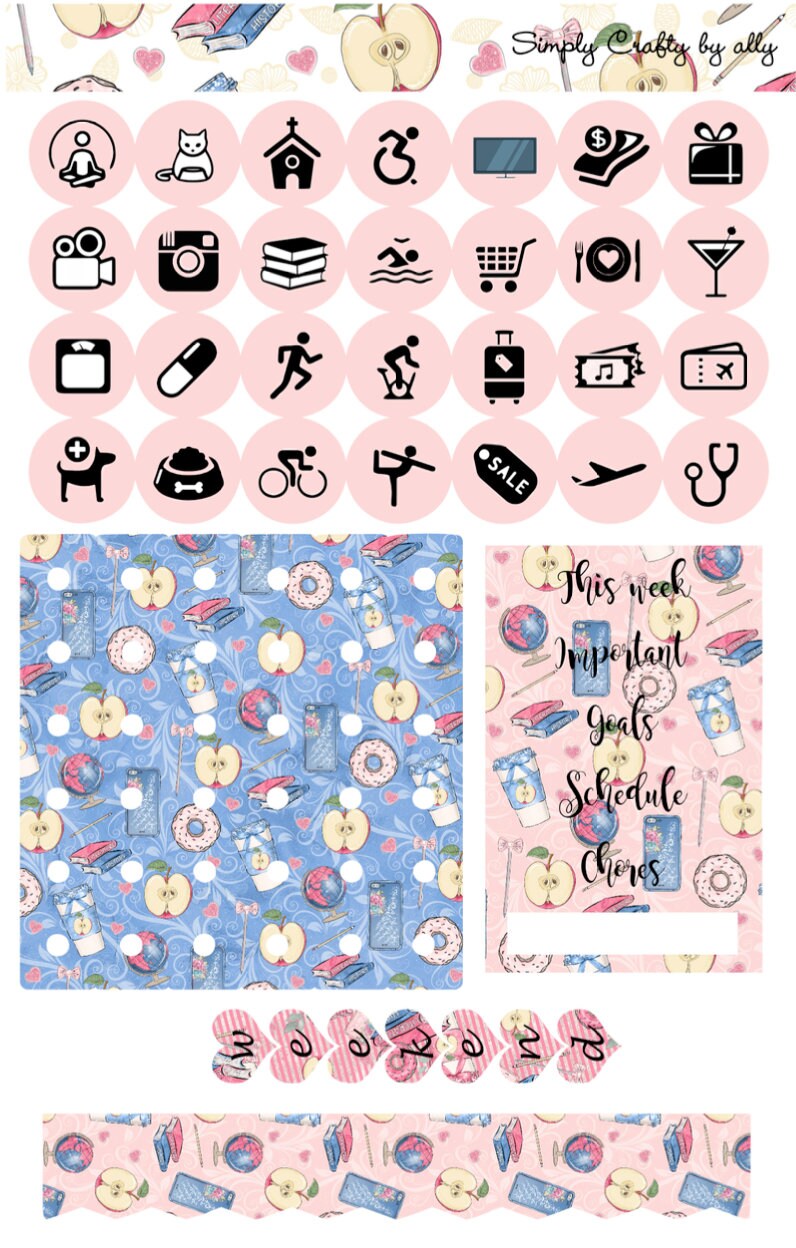 Back 2 school sticker set | Etsy