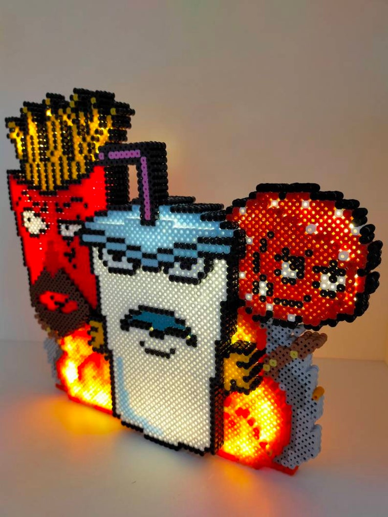 Aqua Teen Hunger Force Bead LED Lamp – Pixel Art Night Light - Etsy