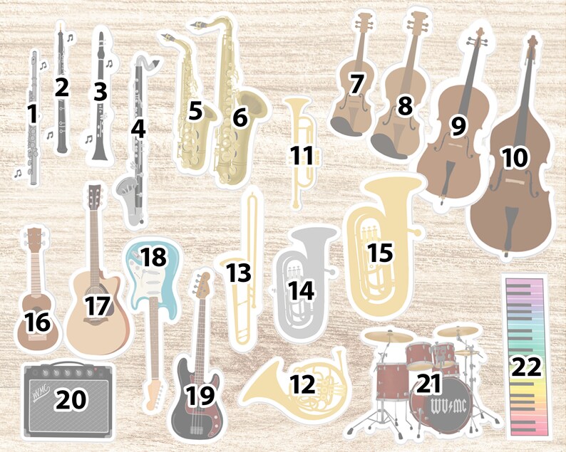 Funny Music Instrument Sticker Decal - Etsy