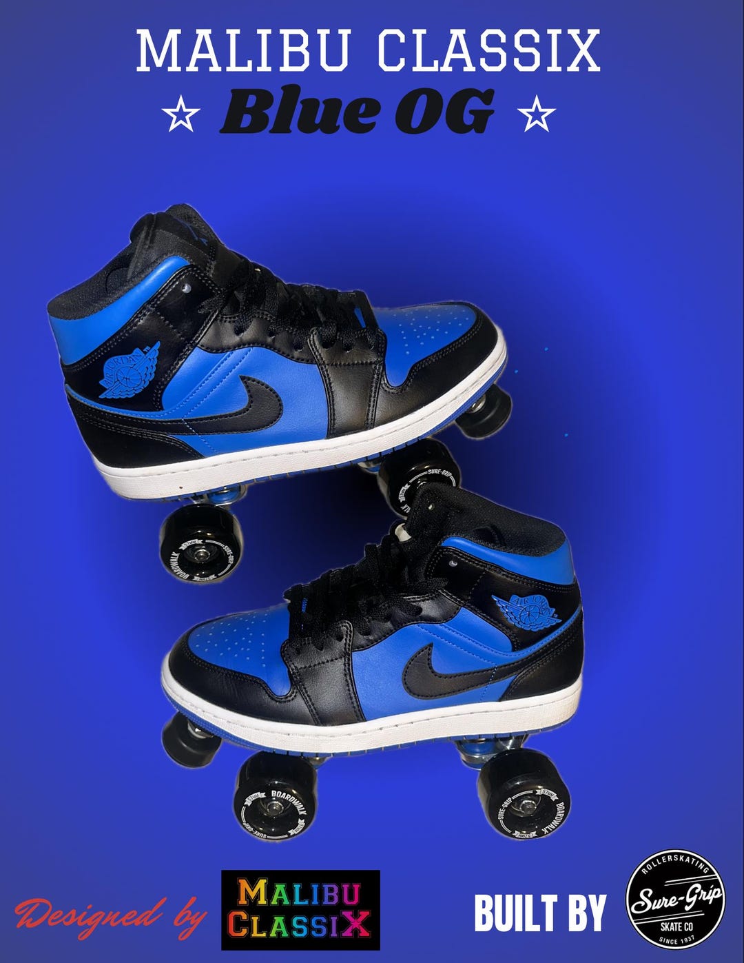 Nike Air Jordan 1's Rollerskates Blue and Black Men's Sz 9.5 NEW ...