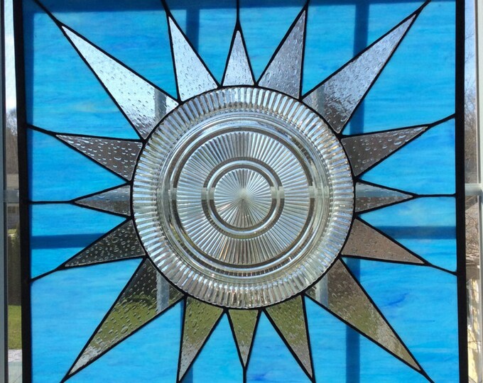 Stained Glass Window, Stained Glass Panel, Starry Night Blue With ...