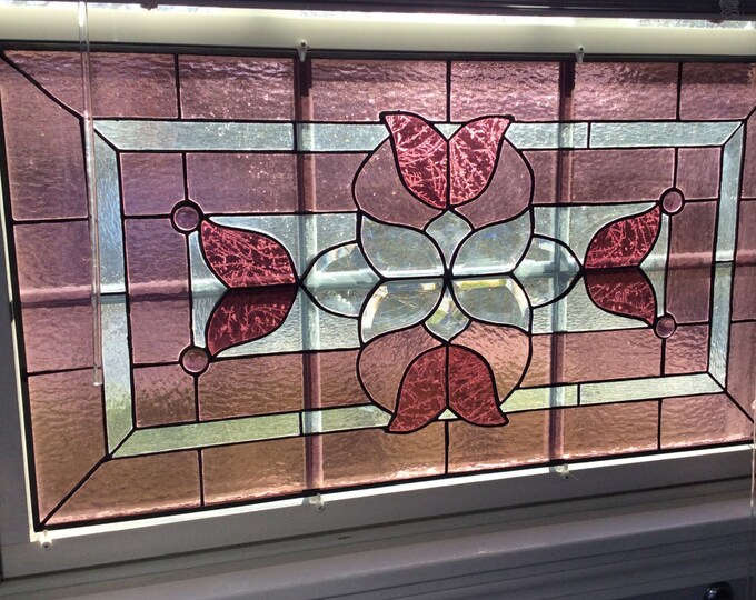 Stained Glass Window, Stained Glass Panel, Rhapsody in Purple Vintage ...