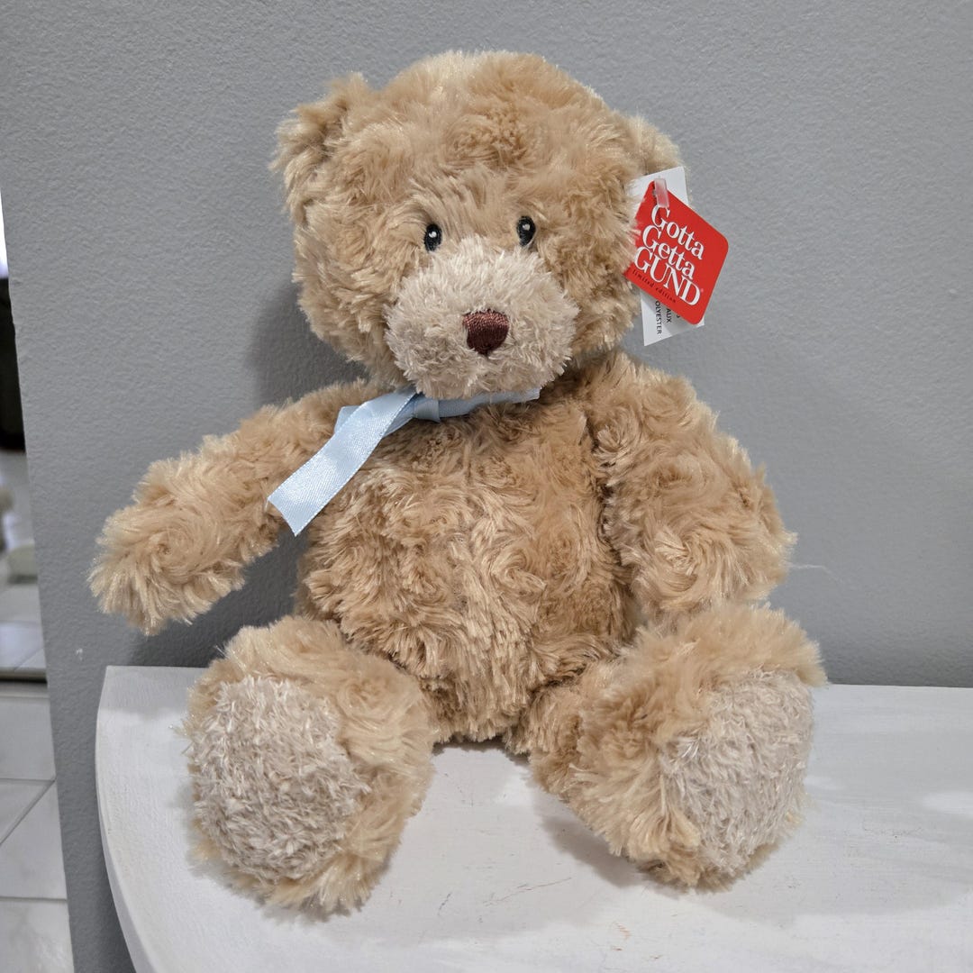 Gund Baby Bear 900 Tan Teddy Soft Plush Stuffed Animal 12" Blue Bow - Etsy