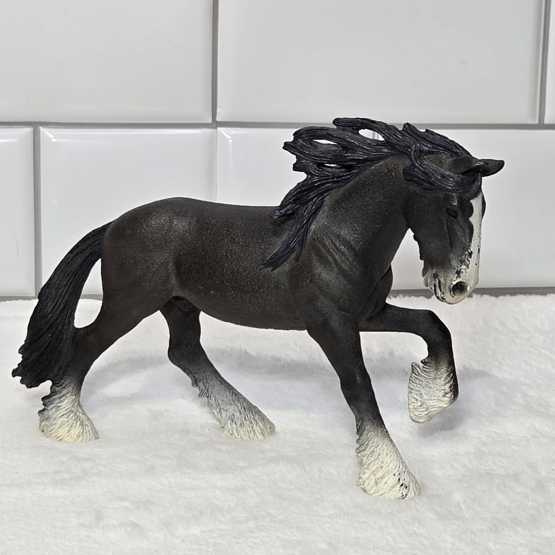 Schleich Shire Stallion Black Beauty Running Horse 13734 Retired - Etsy