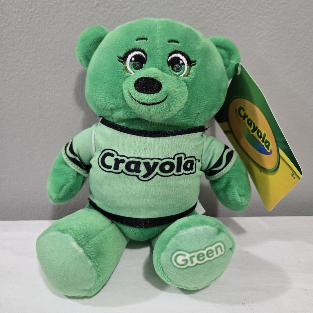 Retro Official Crayola Teddy Bear Plush Hallmark 8" Green Stuffed ...