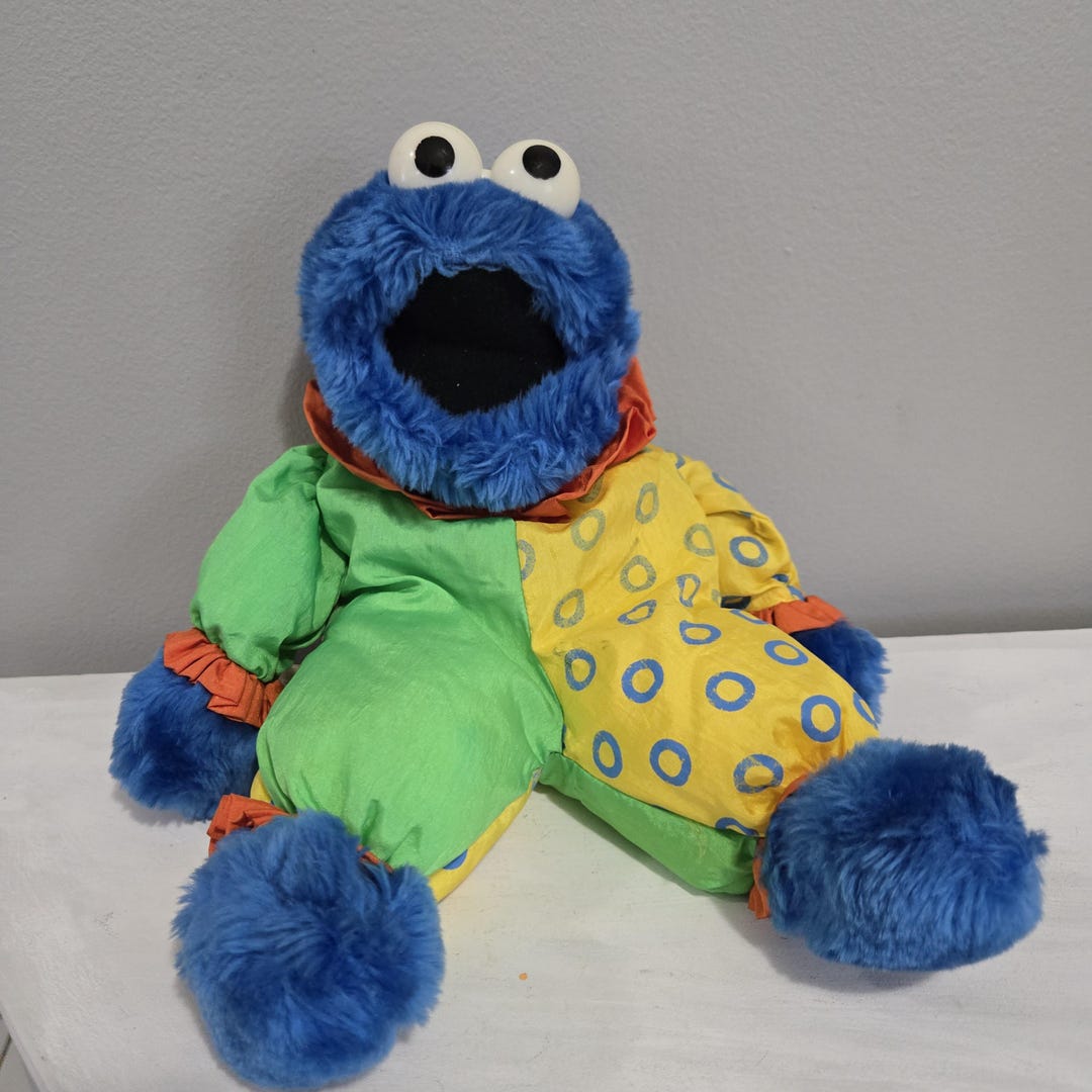 Applause Sesame Street Cookie Monster Parachute Circus Clown 9" Plush ...