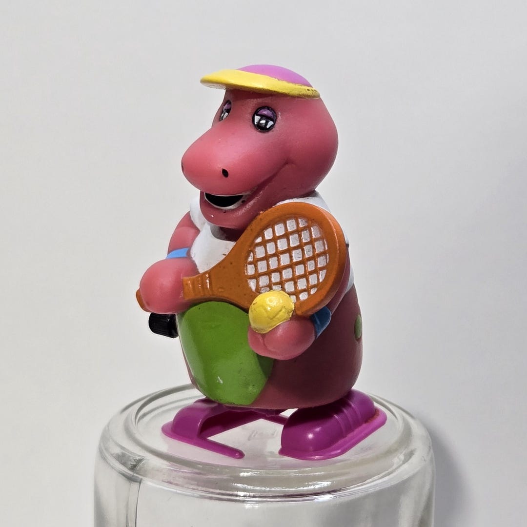 Vintage Barney the Dinosaur Vintage 1990s Wind up Tennis Player Toy ...