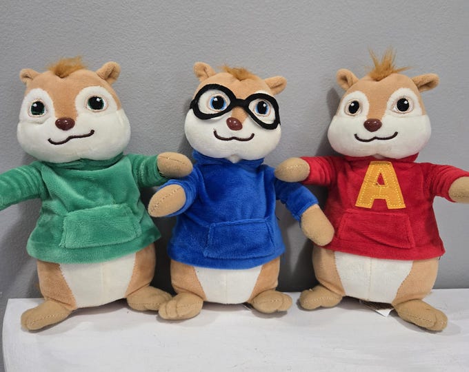 Alvin & the Chipmunks Plush Doll Set Alvin, Simon, Theodore 11 Inch ...