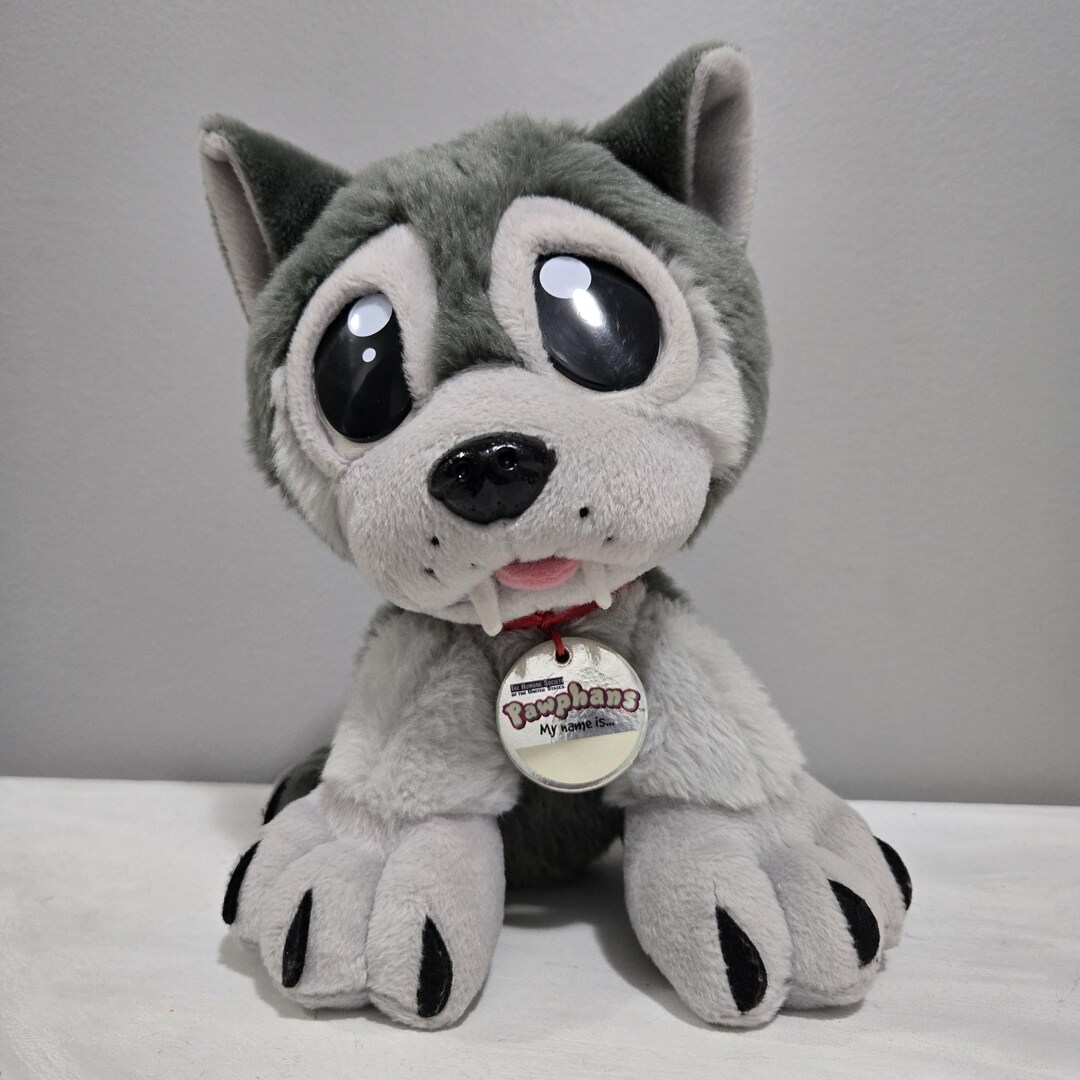 Vintage Pawphans Grey White Husky Puppy RSPCA 10 Inch Sitting Dog Plush ...