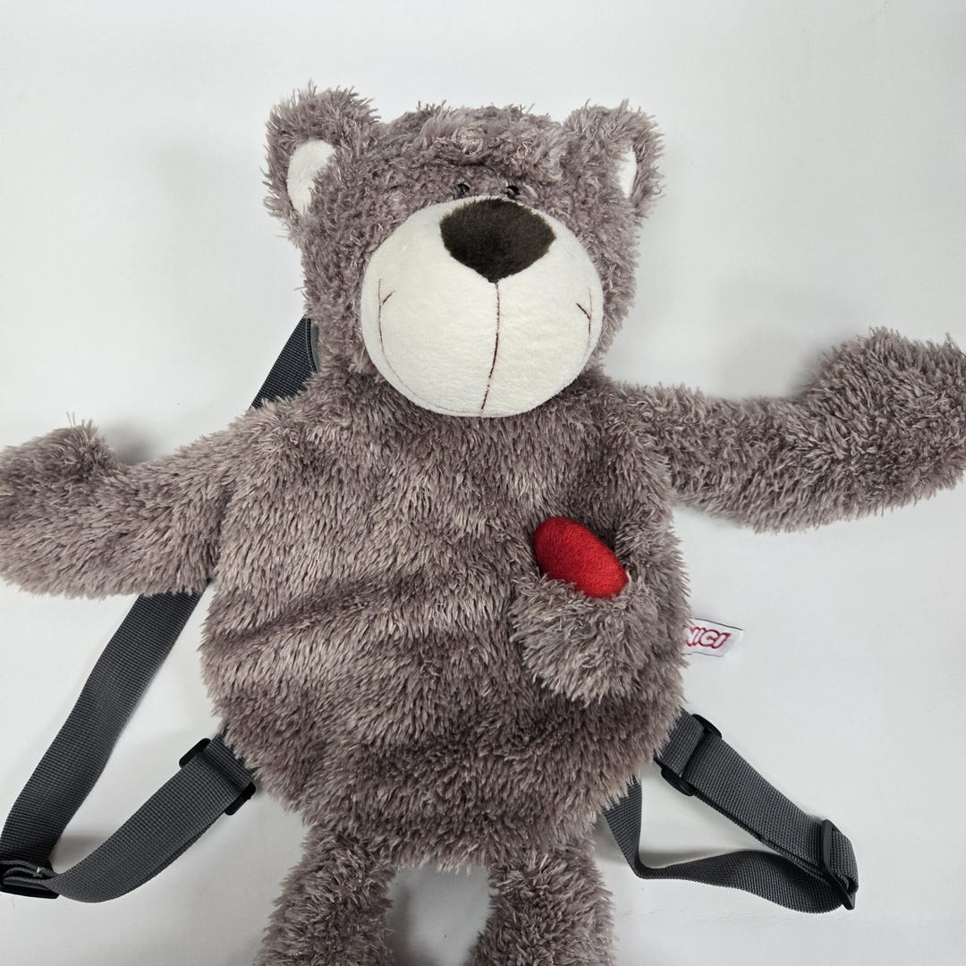 NICI Germany 20" Plush Teddy Bear Plush Backpack With Red Heart - Etsy
