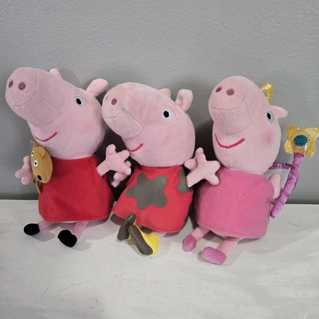 Peppa Pig Vintage TY Beanie Babies Collection of 3 Dolls Muddy Puddles ...